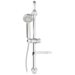 Barre de douche à fixation réglable avec douchette 3 jets et flexible